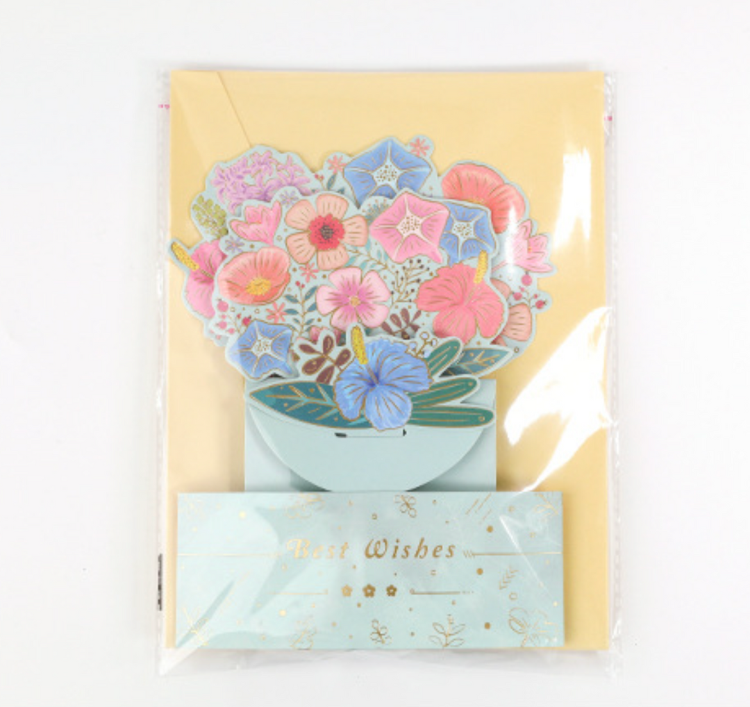 Best Wishes Flower Bouquet Card – Midori Gifts